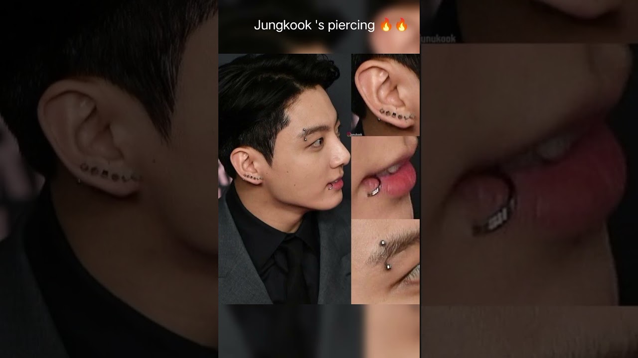 Jungkook 's piercing 🔥🔥 vs Taehyung 's piercing 🤣🤣#btsedits #kpop #ytshorts #agbangtanedits
