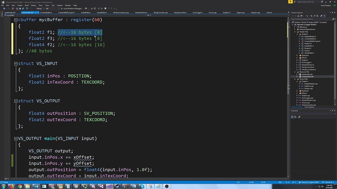C++ DirectX 11 Engine Tutorial 26 - Constant Buffer Packing Alignment
