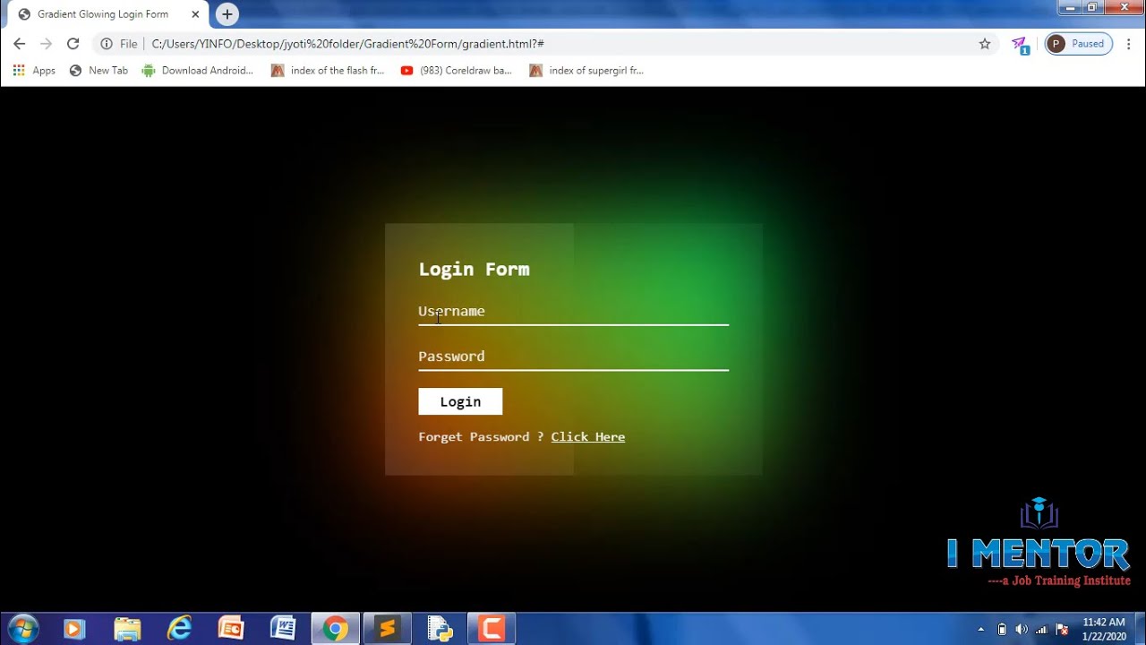 Animated Glowing Gradient Login Form Using Html CSS
