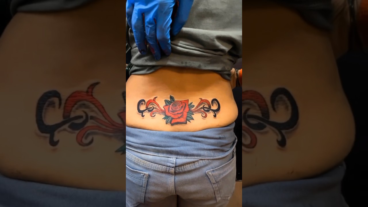 Lower back Rose Tattoo