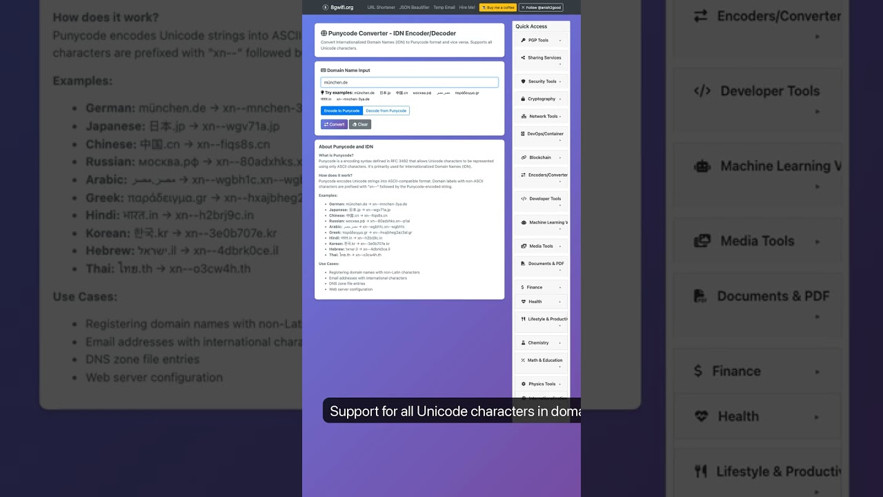 Punycode Converter - IDN Domain Encoder/Decoder — in 30 seconds #Developers #DevTools #OpenSource