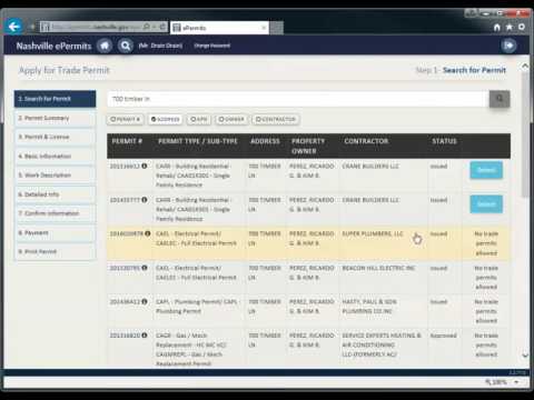 Nashville ePermits: How To Obtain Trade Permit Under Building Permit