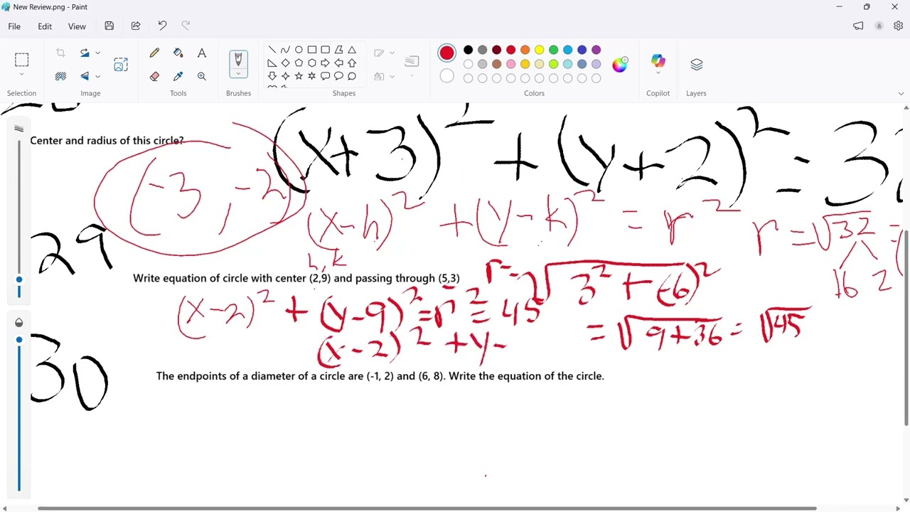 Geometry Test Review Questions - Some Circles