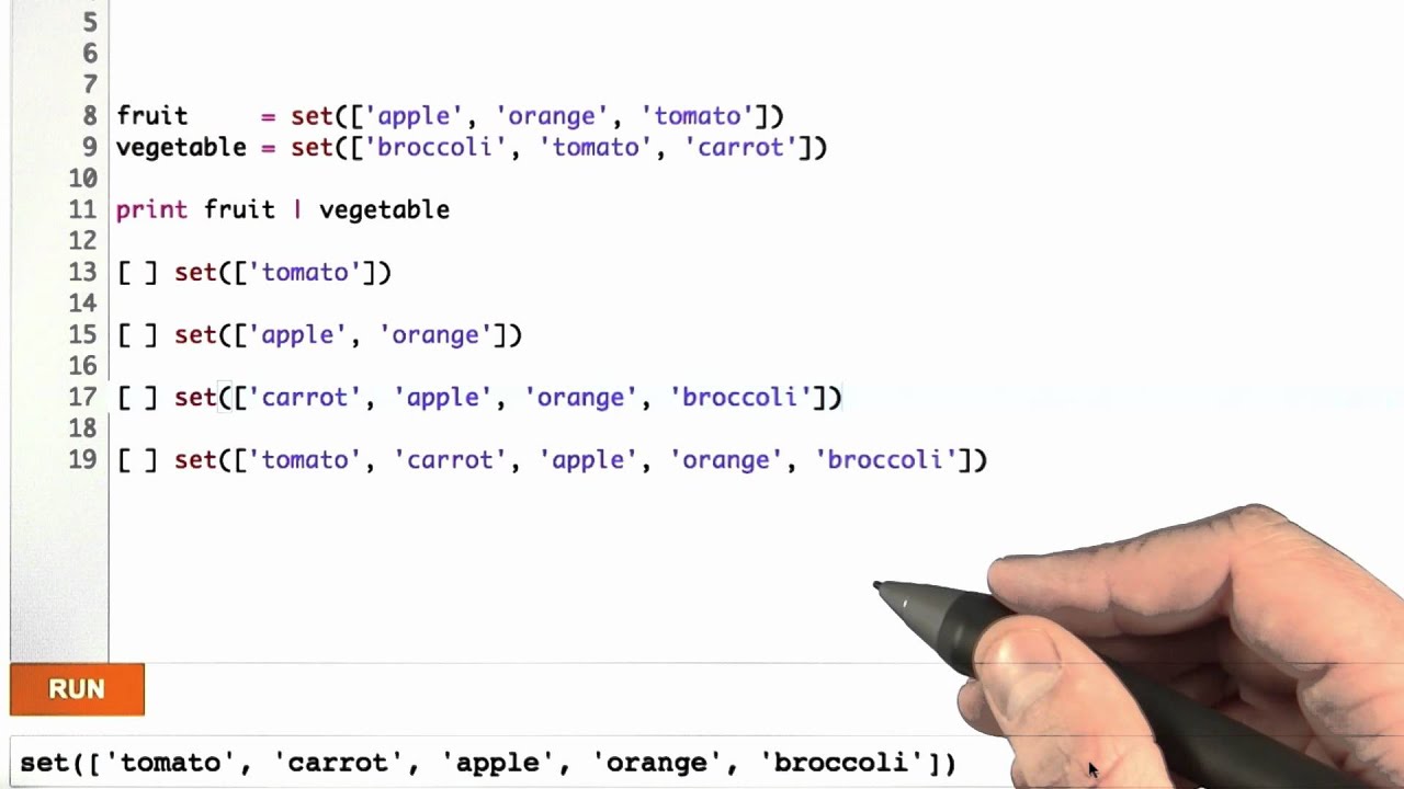 Python Sets Solution - Design of Computer Programs