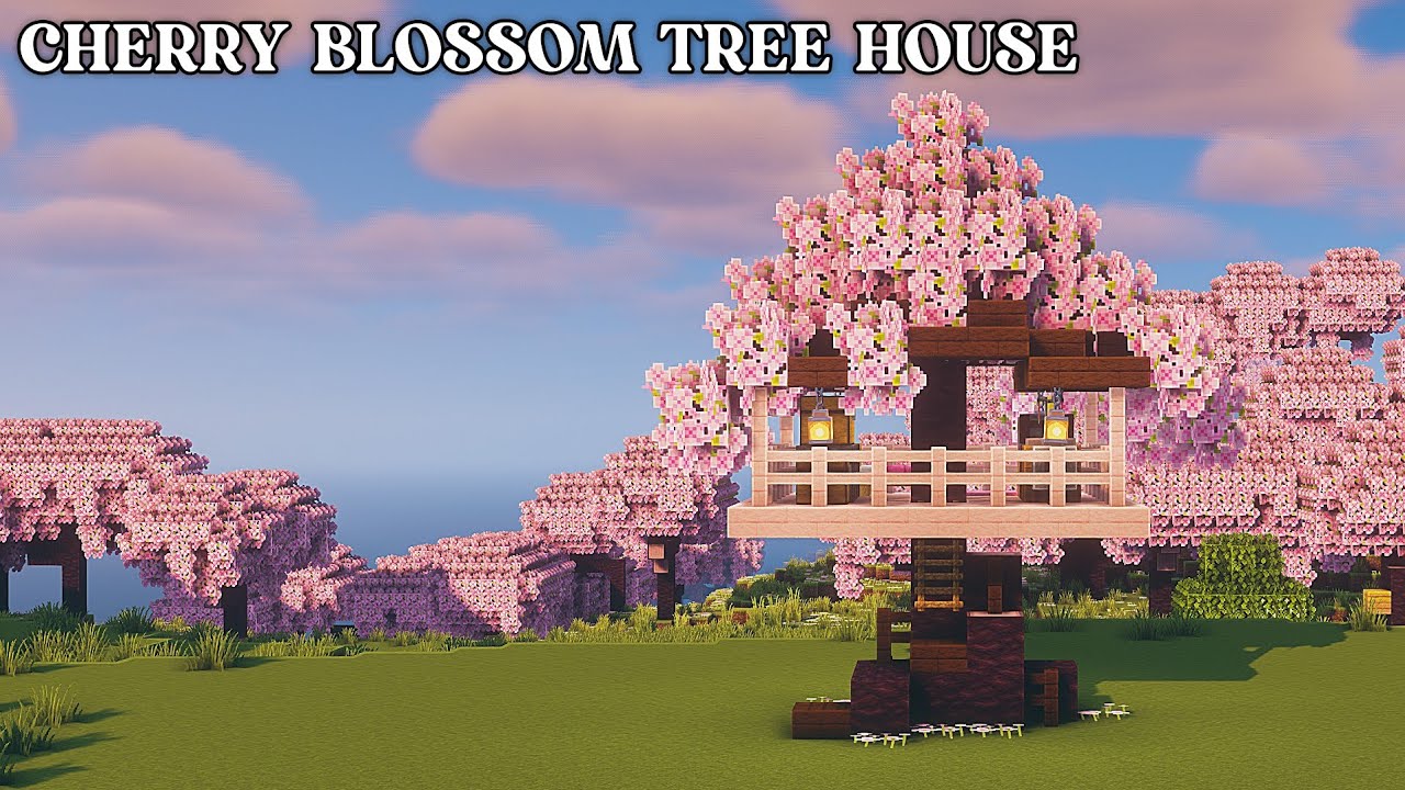 How To Build A Cherry Blossom Tree House In Minecraft 1.21 || Minecraft Tutorial - Minecraft ...