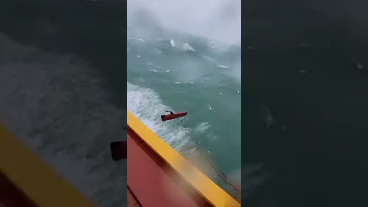 Cargo Ship vs Monster Waves 🌊🚢 #StormySeas #CargoShip #Maritime