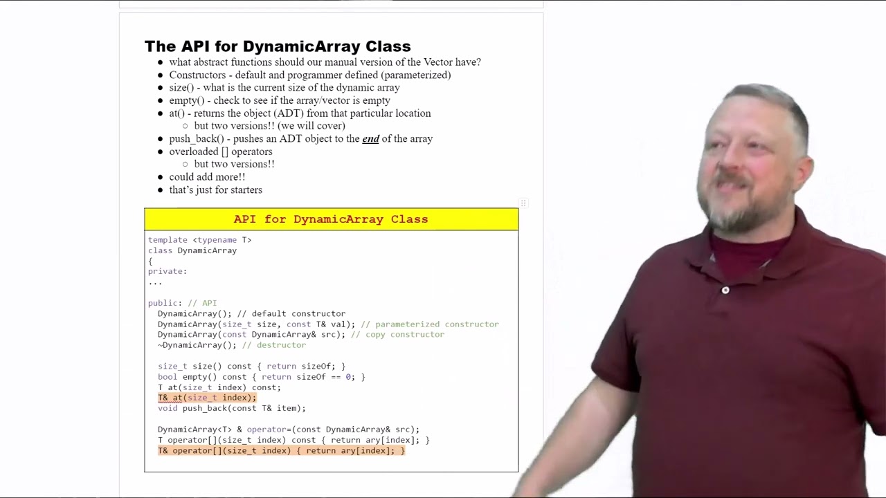 5 - The API for DynamicArray Class