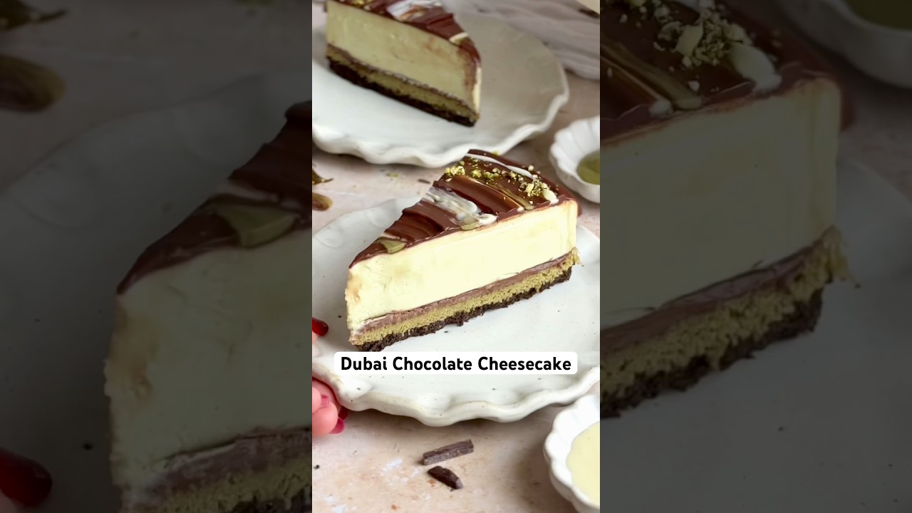 No bake Dubai Chocolate Cheesecake: the best Dubai chocolate dessert you’ll have! #cheesecake