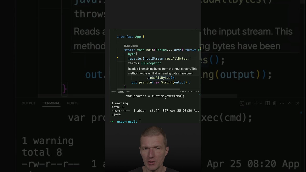 The Deprecated Runtime.exec and the Solution #java #shorts #coding #airhacks