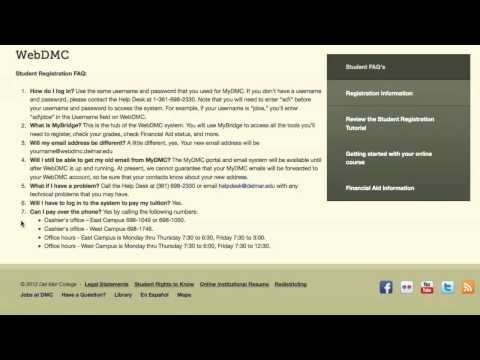 Financial Aid: How To Login to WebDMC