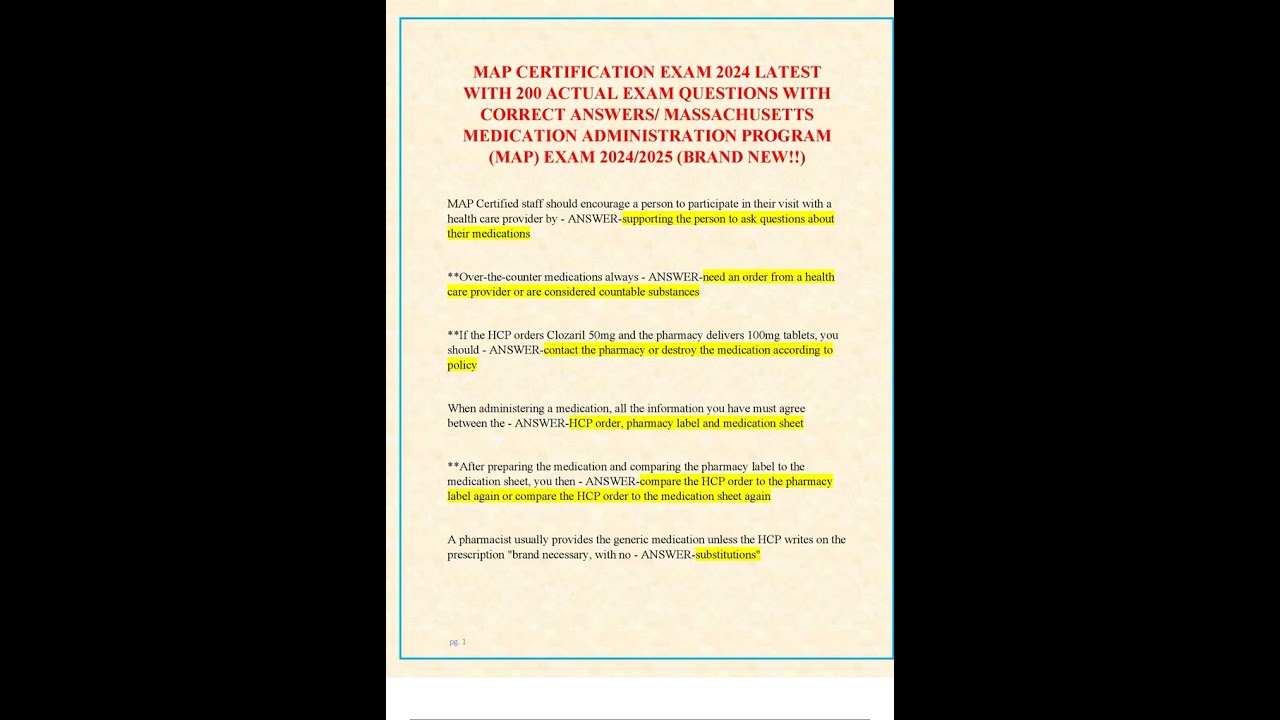 MAP CERTIFICATION EXAM 2024 LATEST WITH 200 ACTUAL EXAM QUESTIONS WITH CORRECT ANSWERS