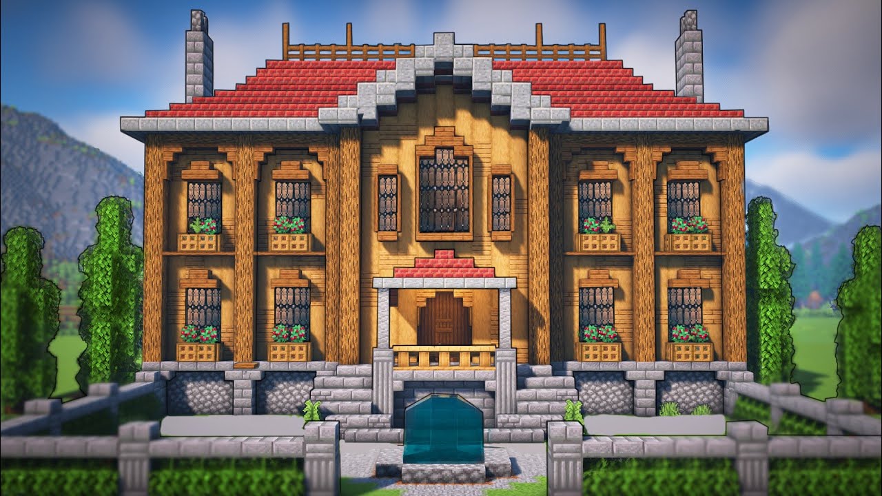 Minecraft: How To Build a Wooden Mansion | Tutorial - Minecraft Builders