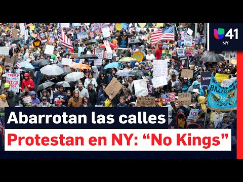 Protesta ‘No Kings’: Pese a las lluvias, miles de manifestantes se congregaron en Manhattan