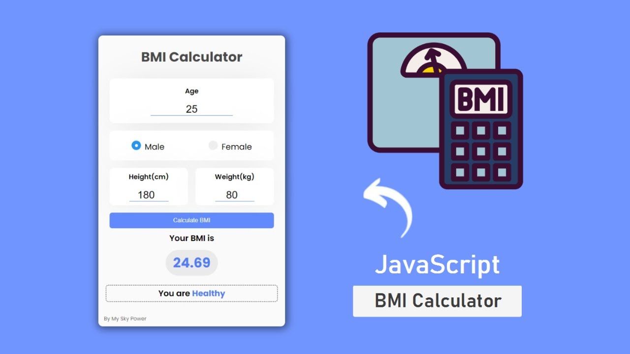 How to make BMI calculator with HTML, CSS and JavaScript