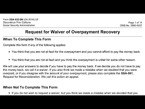 Form SSA-632-BK walkthrough (Request for Waiver of Overpayment Recovery-Discontinued Edition)