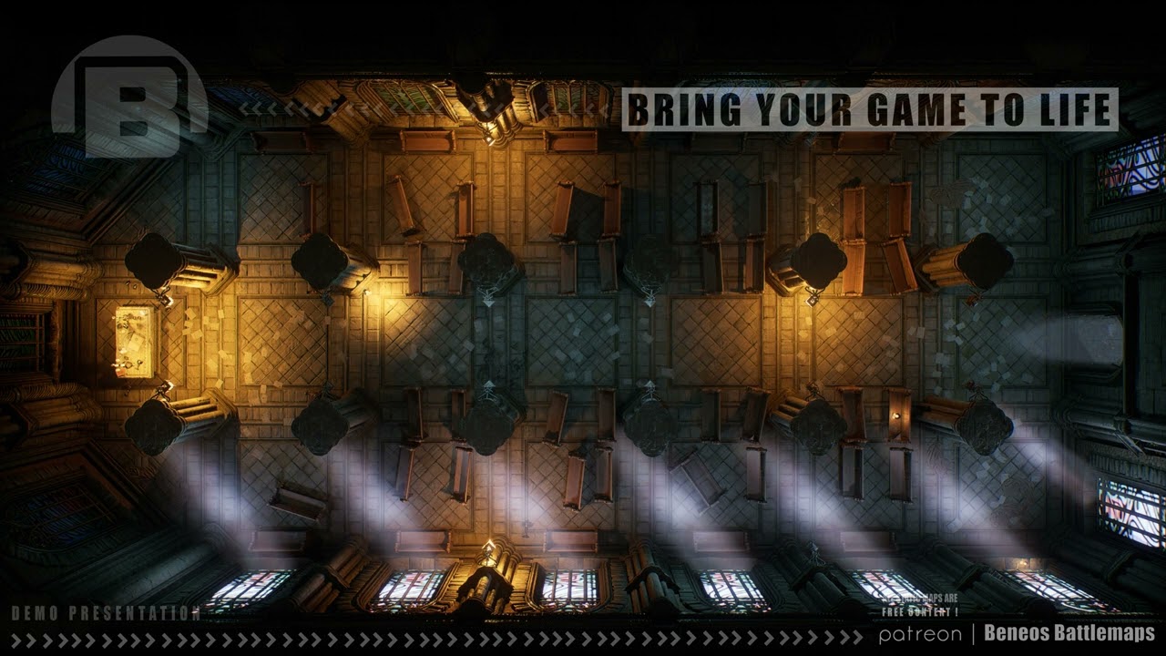 Widowhall Church | Battlemap Demo | Beneos Animated Tabletop DnD Pen and Paper RPG Videos