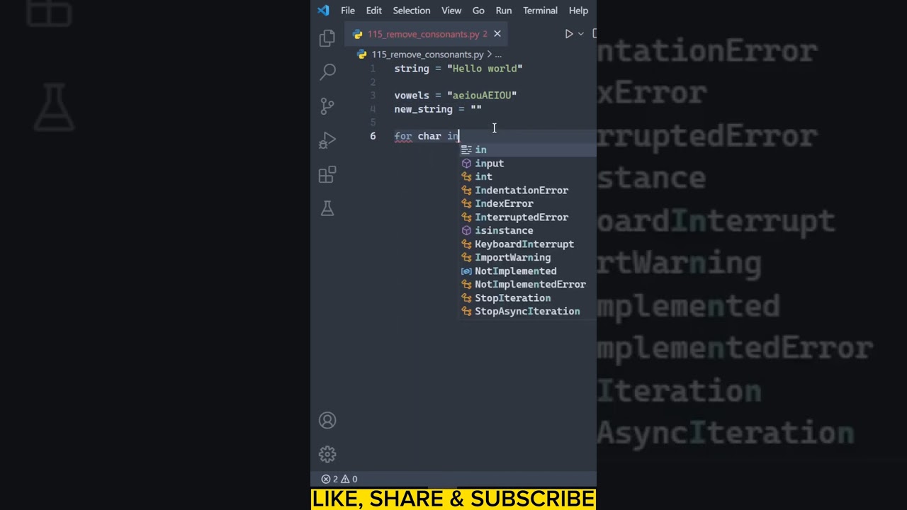 Remove consonant from a String #shorts #shortsvideo #python #programming