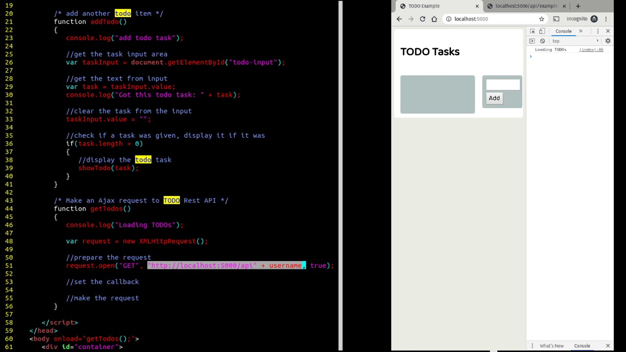 GET Request with Ajax, Todo list example