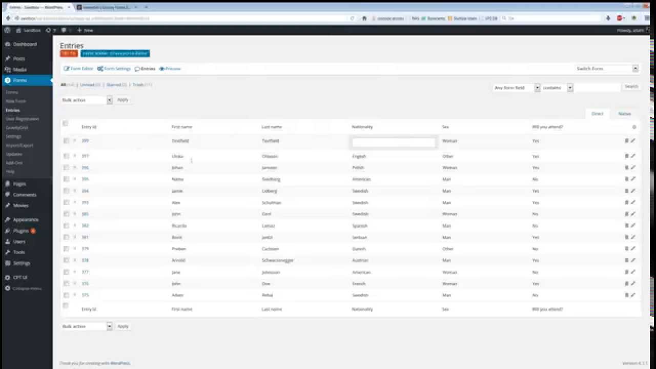 GravityGrid - Inline editing of Gravity Form entries