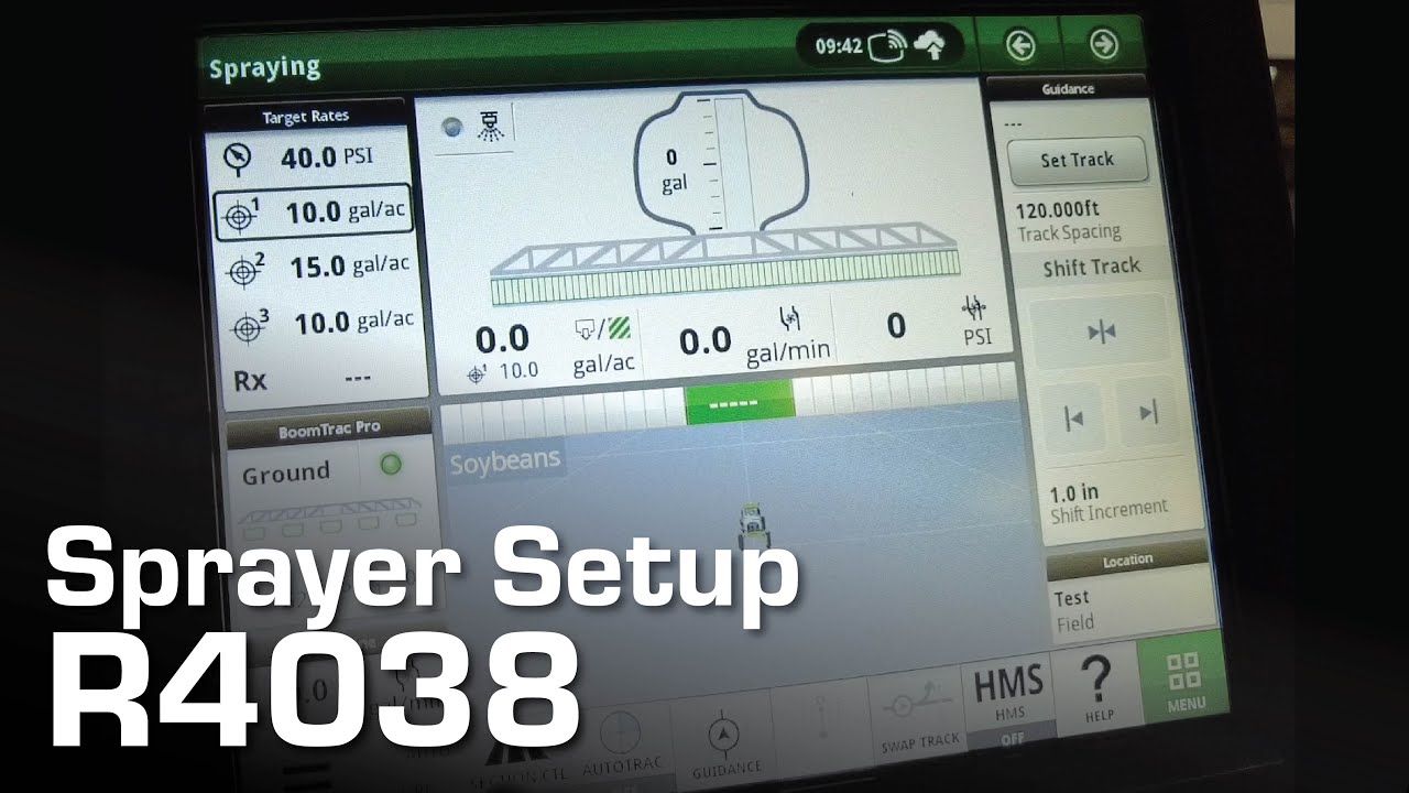 Sprayer Setup in a John Deere R4038