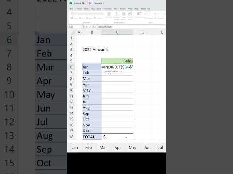 Use INDIRECT in Excel to reference worksheets #shorts #excel #work