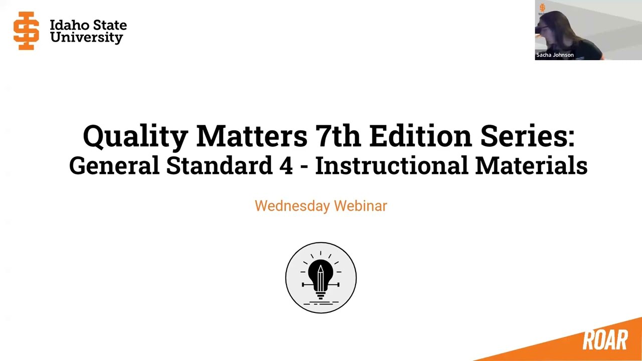 Wednesday Webinar: General Standard 4 - Instructional Materials
