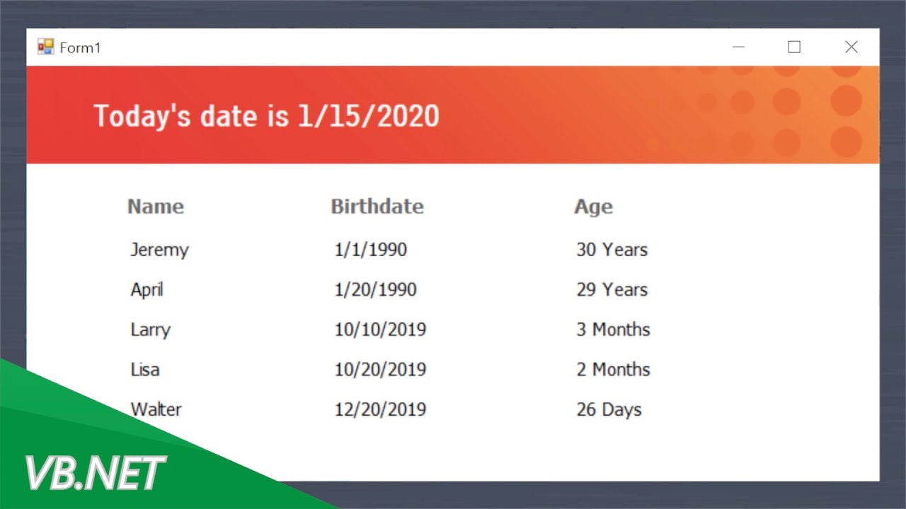 VB.NET - Calculate age from birthdate