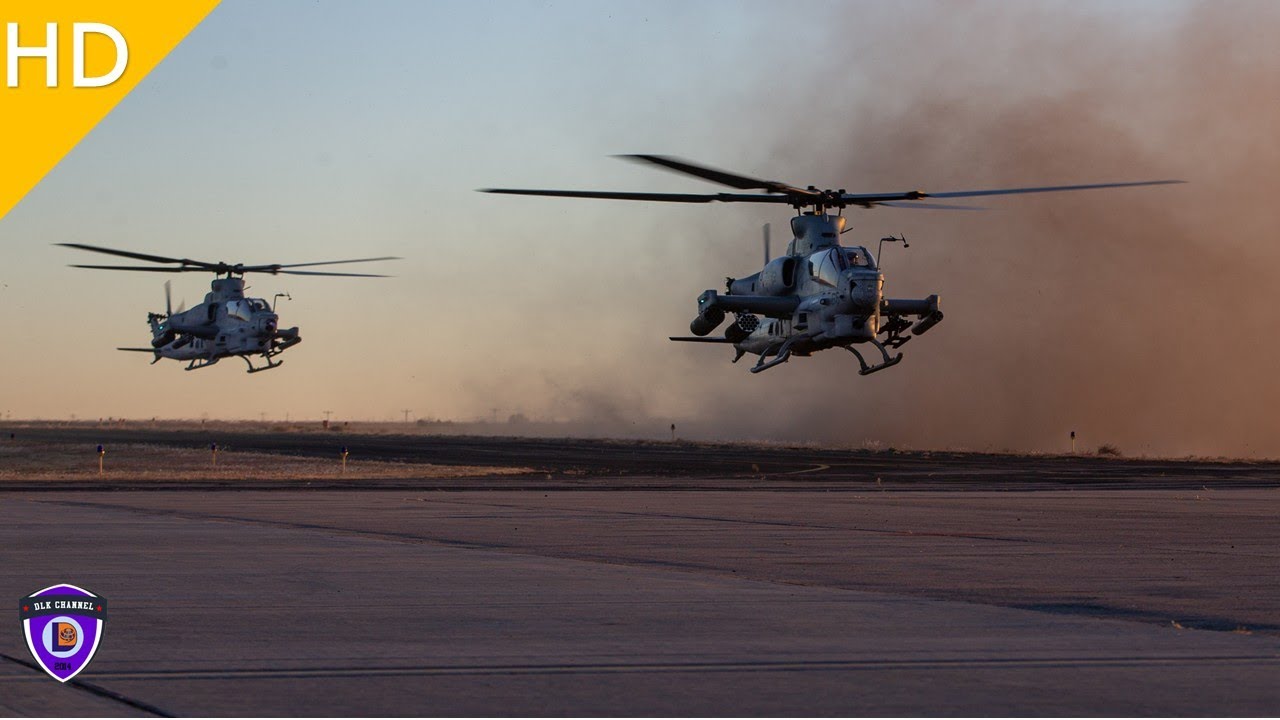 UH-1Y Venom And AH-1Z Viper Helicopter Conduct Flight Operations