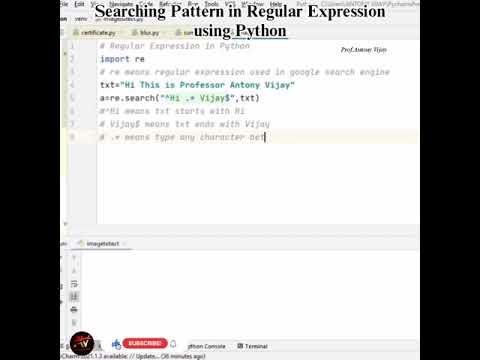 Searching Pattern in Regular Expression using Python |Regex | Prof.Antony vijay #shorts