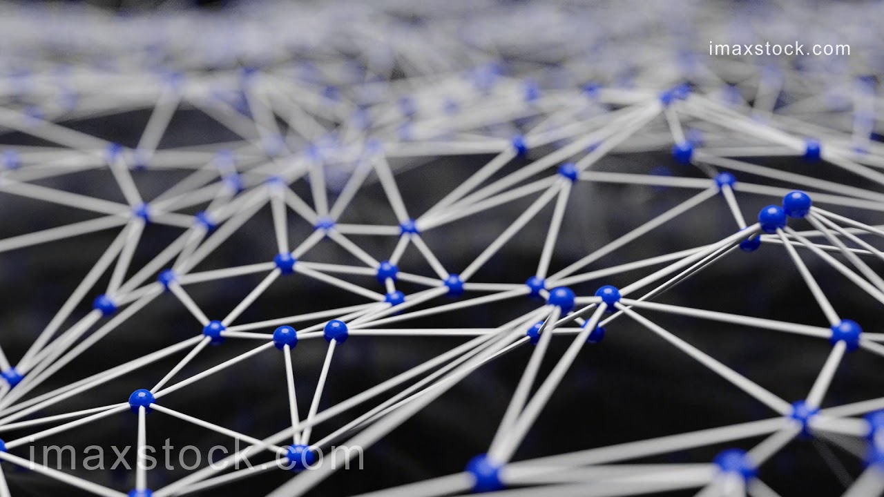 Polygonal mesh background with connected dots and lines - Loop 3d render.