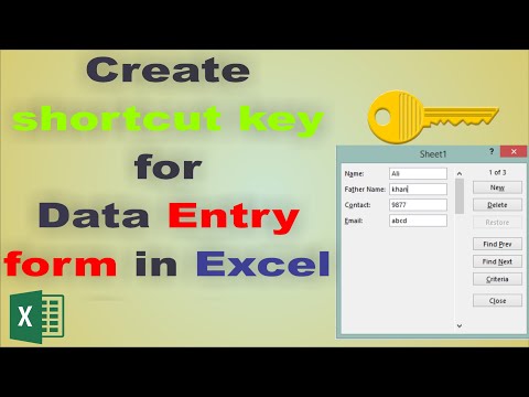 how to create data entry form in excel | create shortcut key for it