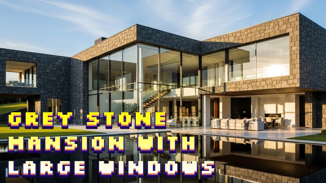 Stunning Modern Contemporary Grey Stone Mansion With Large Windows Trends 2025 | Open-Concept Luxury
