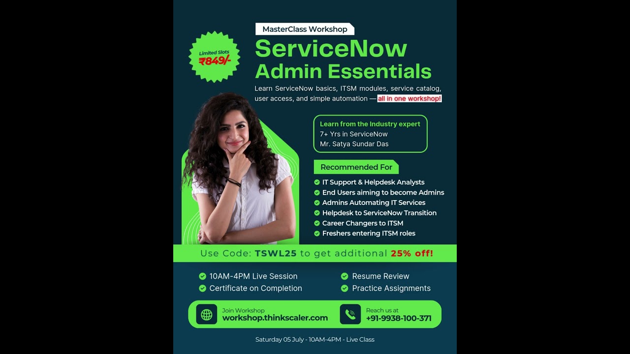 🚀 Masterclass Workshop: ServiceNow Admin Essentials – Get Job-Ready in Just 6 Hours!
