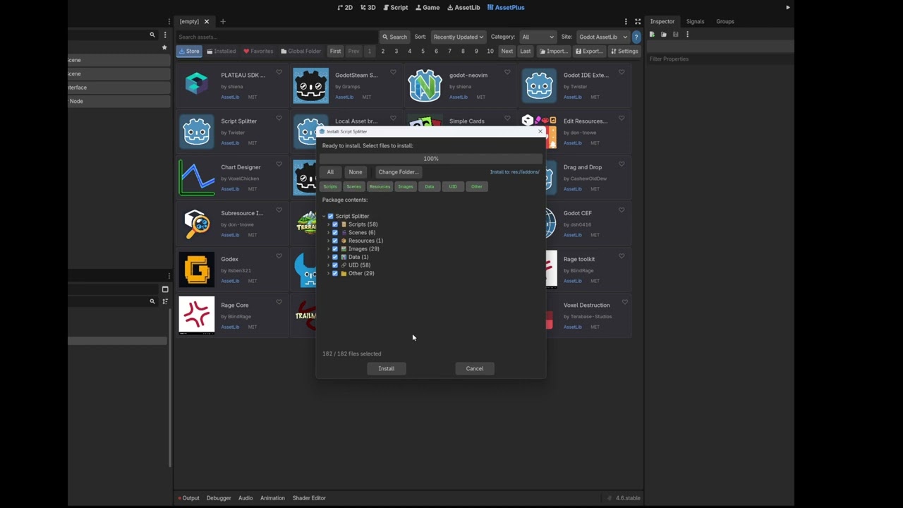 Godot AssetPlus plugin demo: A new way to manage your Godot projects assets!