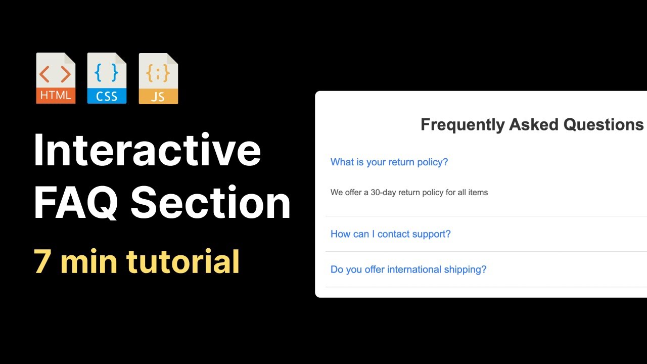 How to code interactive FAQ section using HTML, CSS and JavaScript