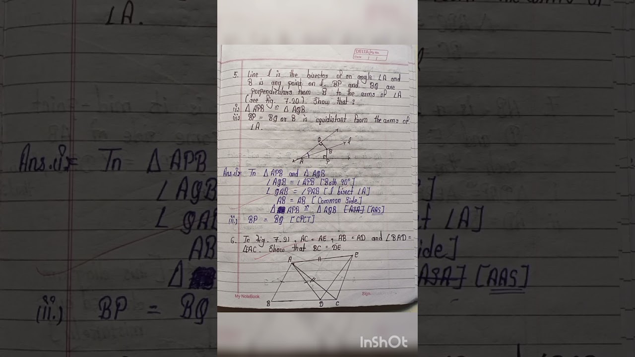 Class 9th Math Chapter 7 , Exercise 7.1