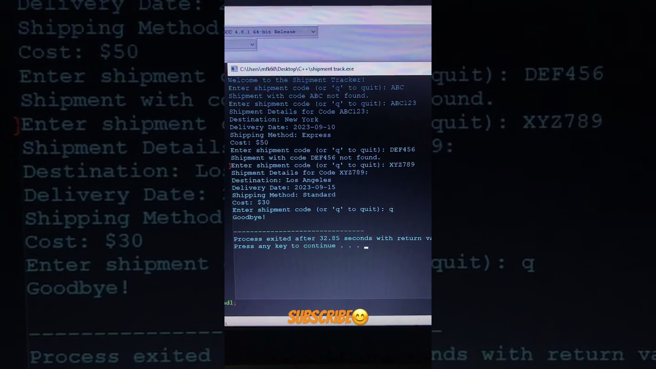 shipment code IDE dev c++ #cppprogramming
