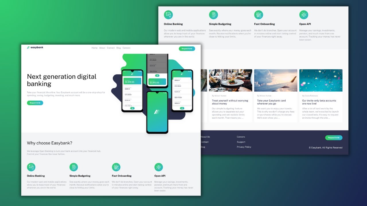 Easybank Landing Page | Frontend Mentor Challege (HTML, CSS, & JavaScript)