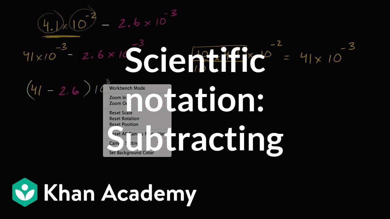 Subtracting in scientific notation | Numbers and operations | 8th grade | Khan Academy
