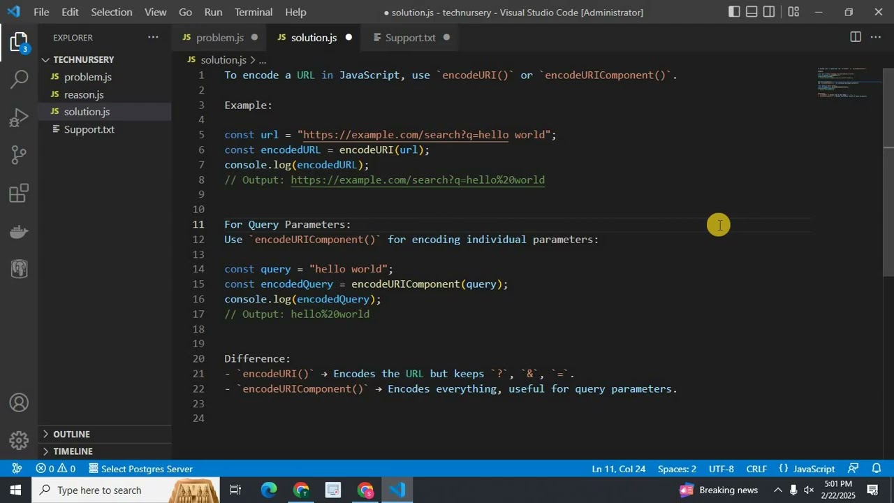 How to Encode a URL in JavaScript (encodeURI vs encodeURIComponent)