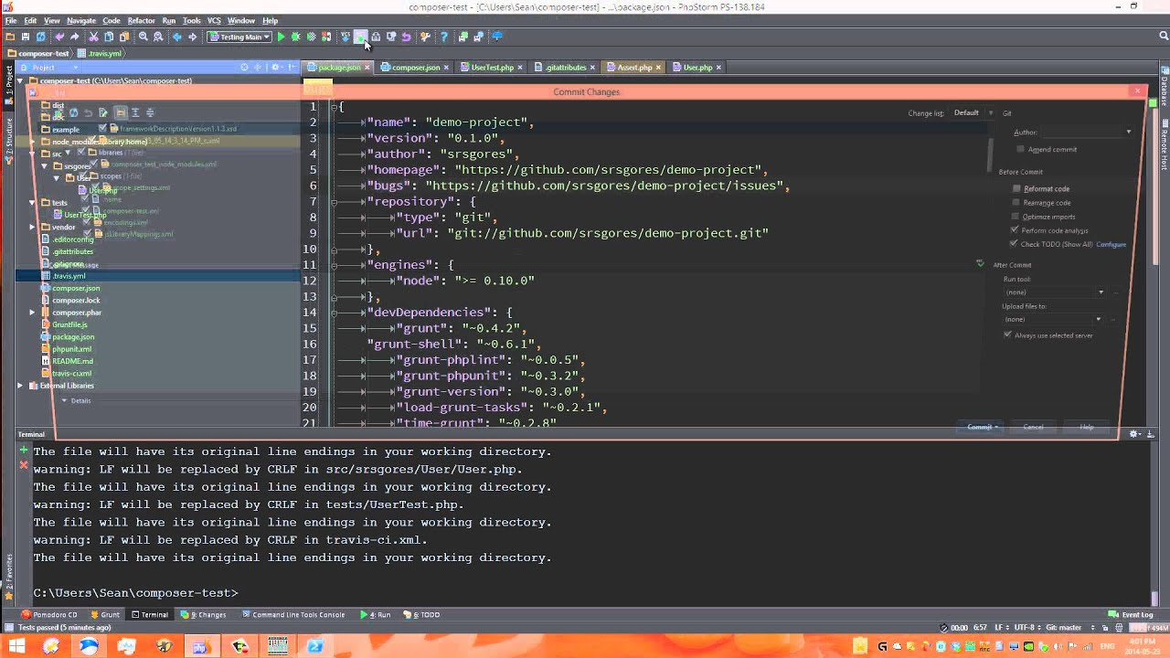 PHP TDD in PHPStorm - Configuring Git for the Initial Commit in PHPStorm