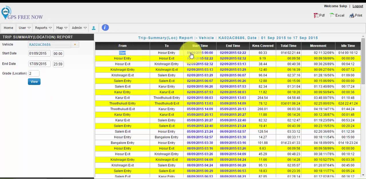 Trip Summary Location