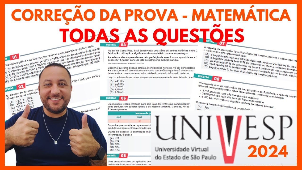 VESTIBULAR UNIVESP 2024 - CORREÇÃO MATEMÁTICA