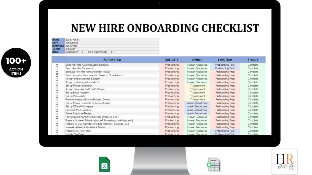 New Hire Checklist 2026: Employee Onboarding Process & Orientation Guide Excel HR Spreadsheet