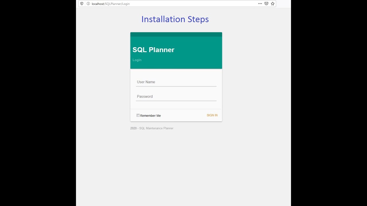 SQL Planner Installation Steps