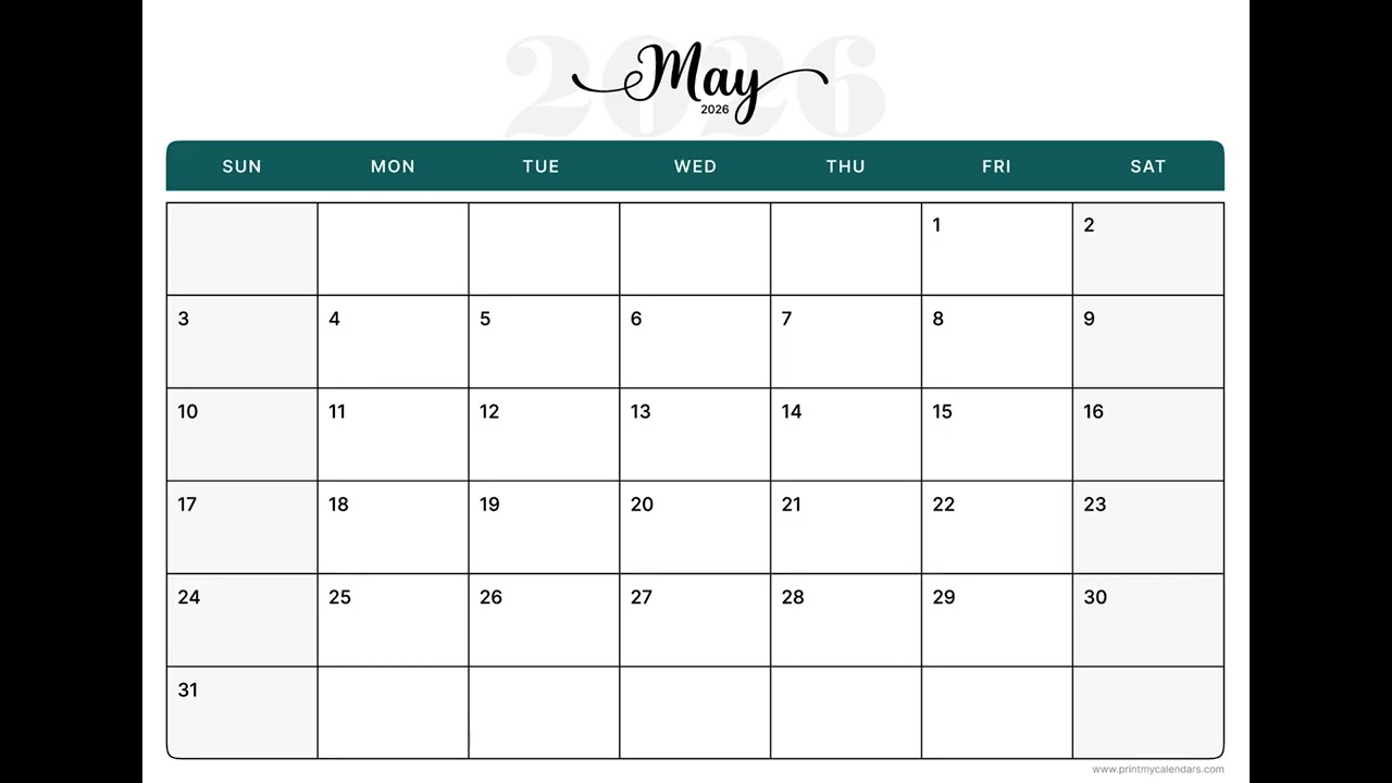 Printable May 2026 Calendar (US) | A4 & Letter Size | May 2026 Calendar Printable | Free PDF