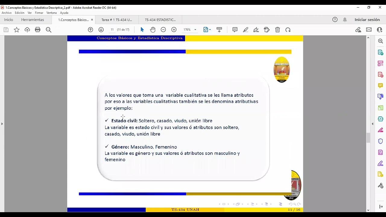 Repaso Semana 1 : Conceptos básicos, variables y Escalas o Niveles de Medición TS434 I-PAC UNAH-2022