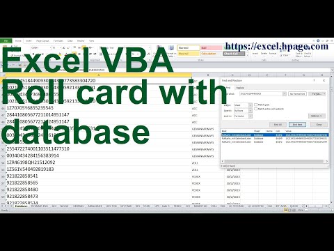 Tracking numbers shipment tracking numbers database Roll card, bordero, freight card Excel VBA