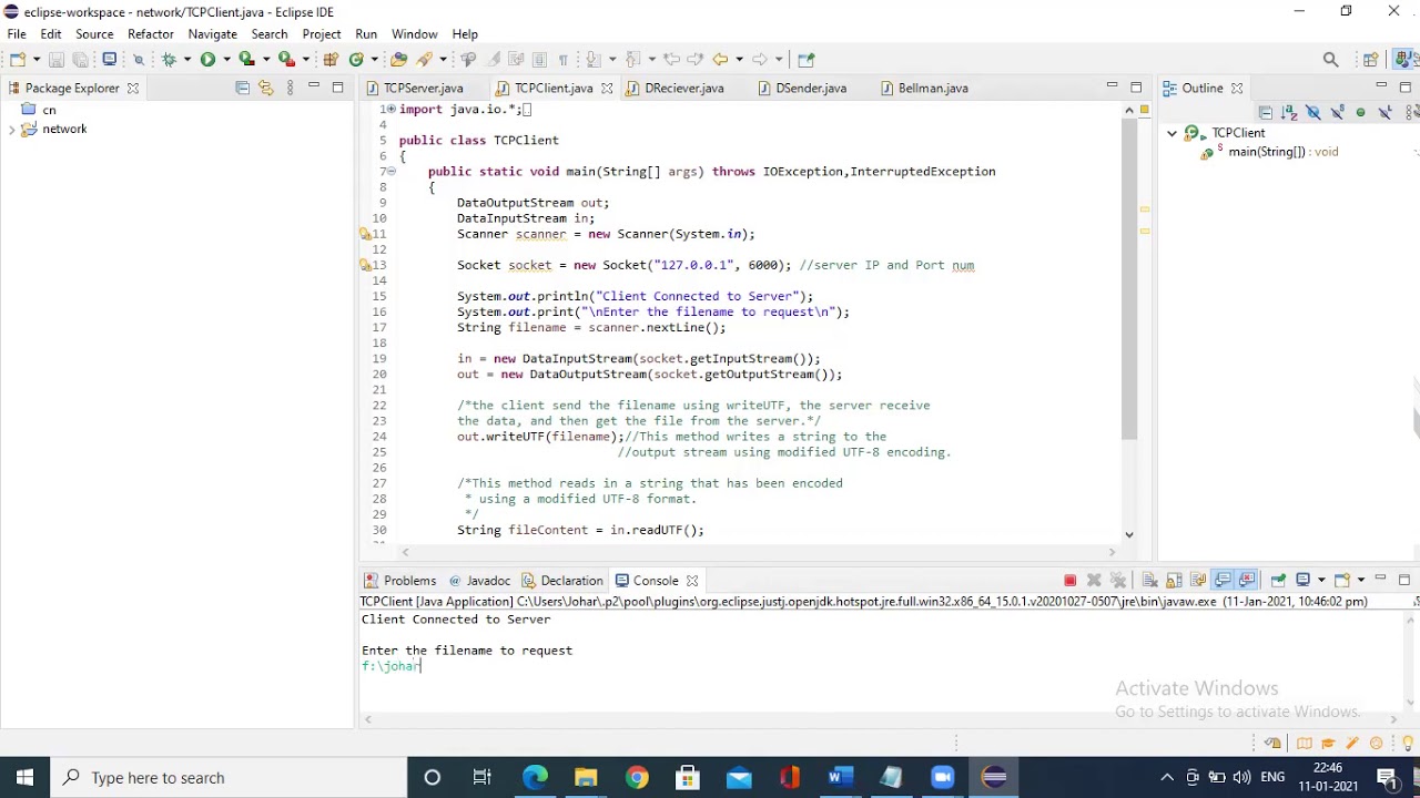 TCP AND UDP PROGRAM EXECUTION