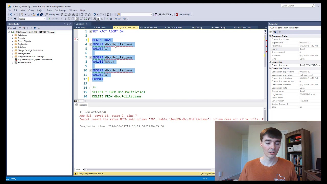 Basic Error Handling in SQL Server